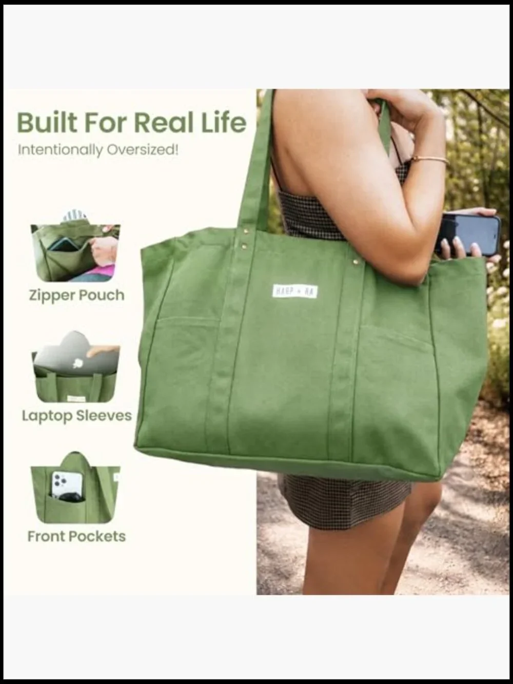 Bags | Extra Large Canvas Tote Bag Unstructured Open Top Laptop Sleeve ...